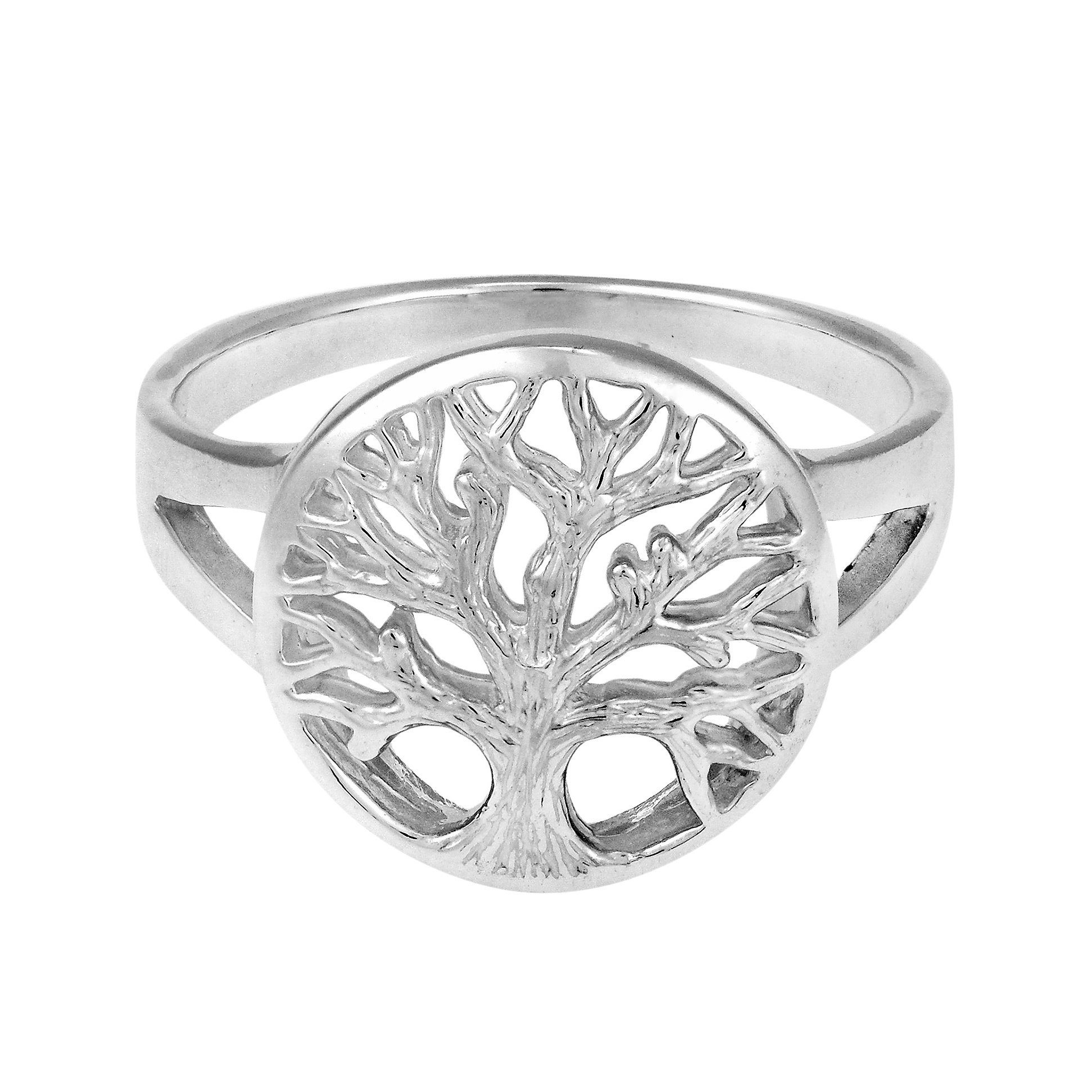 AeraVida Tranquil Tree of Life Emblem .925 Sterling Silver Ring | Nature Inspired Silver Accessory | Meaningful Tree of Life Sterling Silver Ring for Women | Anniversary Jewelry Gift | Size (7)