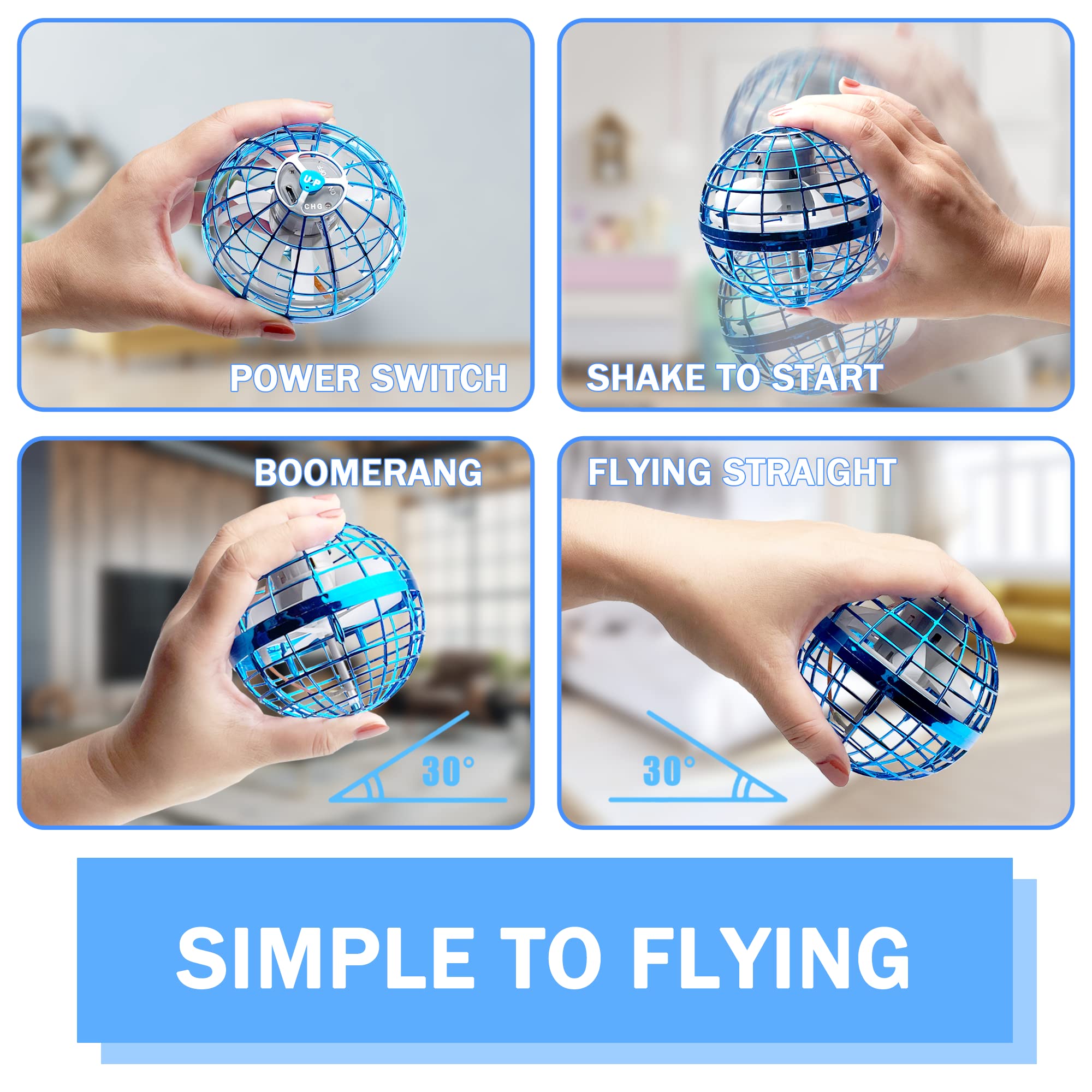 Flying Ball Toys Mini Drone Flying Ball 360 Rotating Magic Controller USB Rechargeable Built-in RGB Lights Magic Flying Toys,Great Surprise and Safe Gift for Kids Outdoor Indoor [2023 Upgraded]