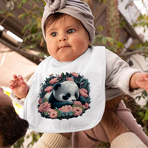 Baby Panda Baby Bibs - Floral Baby Feeding Bibs - Roses Bibs for Eating