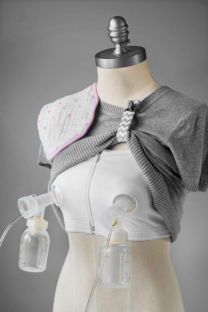 LatchPal Hands-Free Nursing Clip - Holds up Clothing to Make Breastfeeding and Pumping Easier, an Ideal Nursing Cover Accessory, Gray Chevron Pattern