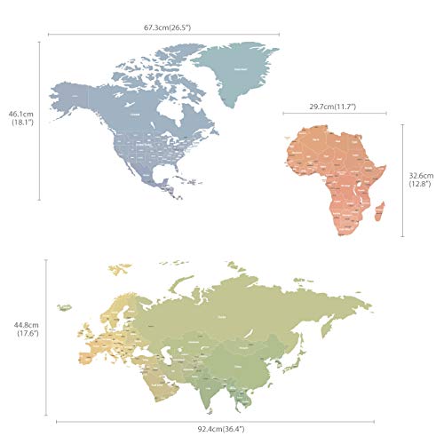 DECOWALL DLT-1809 Modern Pastel Tones World Map Kids Wall Stickers Wall Decals Peel and Stick Removable Wall Stickers for Kids Nursery Bedroom Living Room (XLarge) d?cor