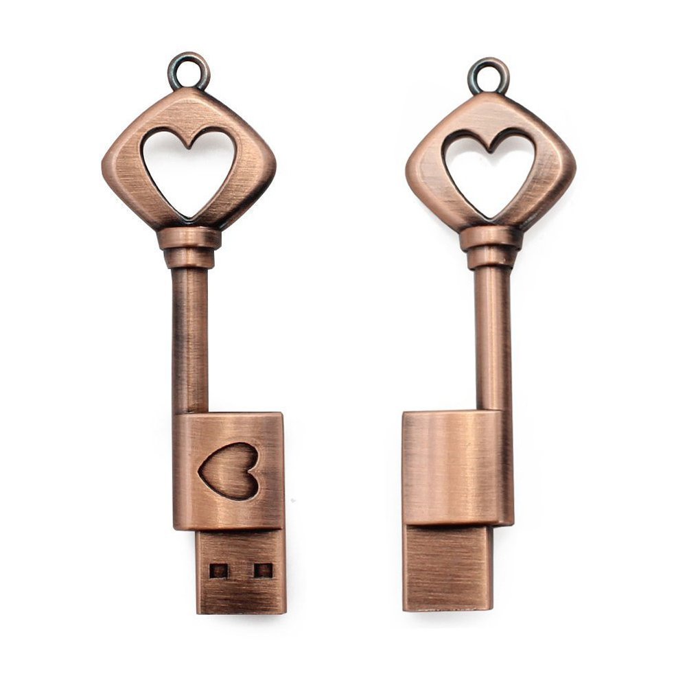 Usbkingdom 32GB USB 2.0 Flash Drive Metal Heart Key Ring Shape Waterproof Key Chain USB Pen Drive Memory Stick Pendrive Thumb Drive