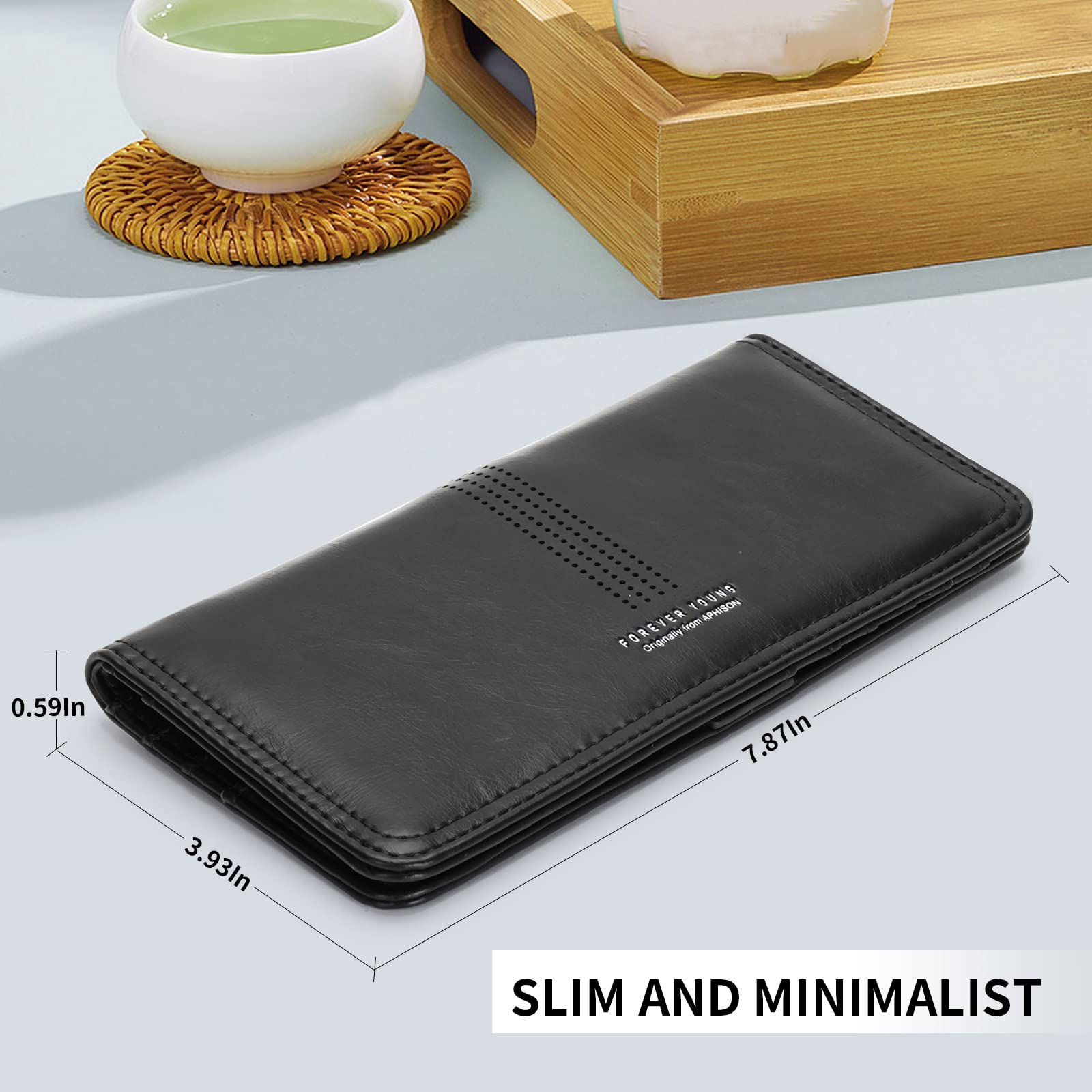 APHISON Wallet Women Ultra Slim Thin Leather Womens Wallet RFID Blocking Credit Card Holder Bifold Clutch Long Ladies Billfold