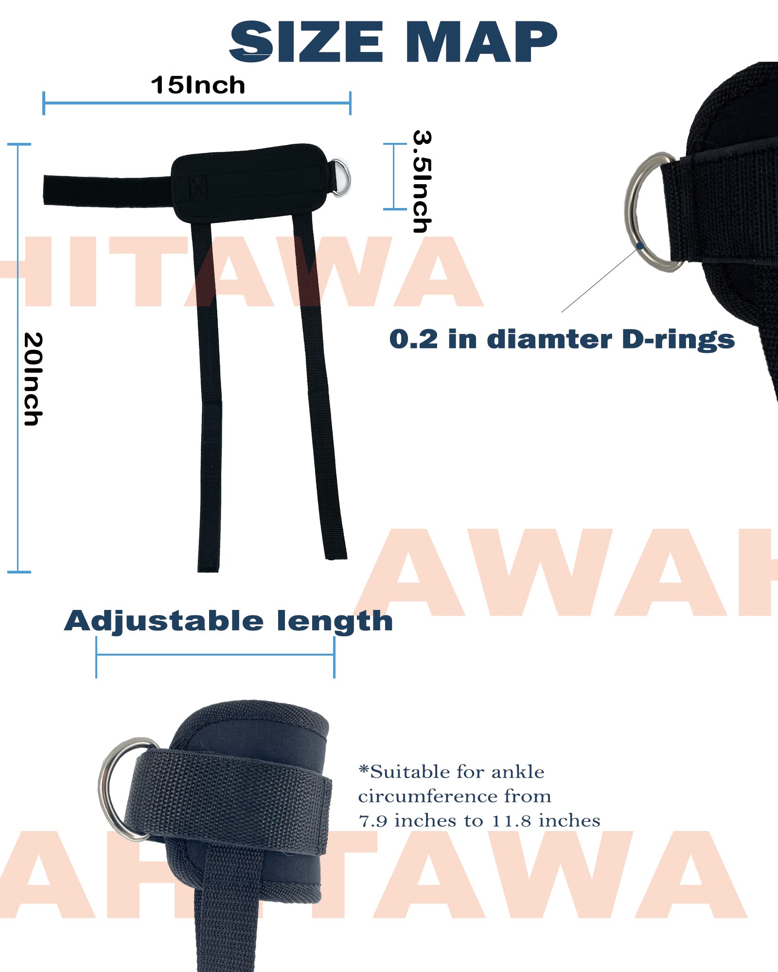 Ankle Straps Weight Lifting Shoe Attachment, Kickback Ankle Attachments Strap for Cable Machine Working Out, Foot Weights for Exercise, Gym Ankle Straps(BLACK)