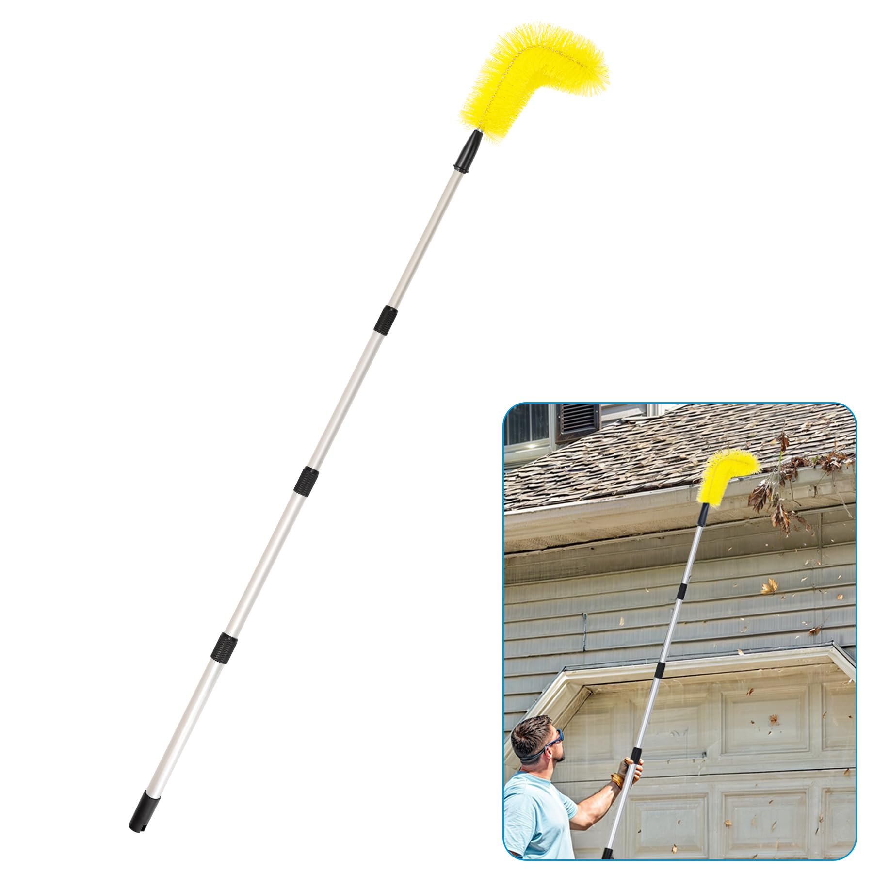 Air Jade Gutter Cleaning Brush, Extendable Roofing Gutter Cleaning Tools from The Ground, 5.5 Ft Long Gutter Cleaning Tool Easy Cleaning Leaves and Debris