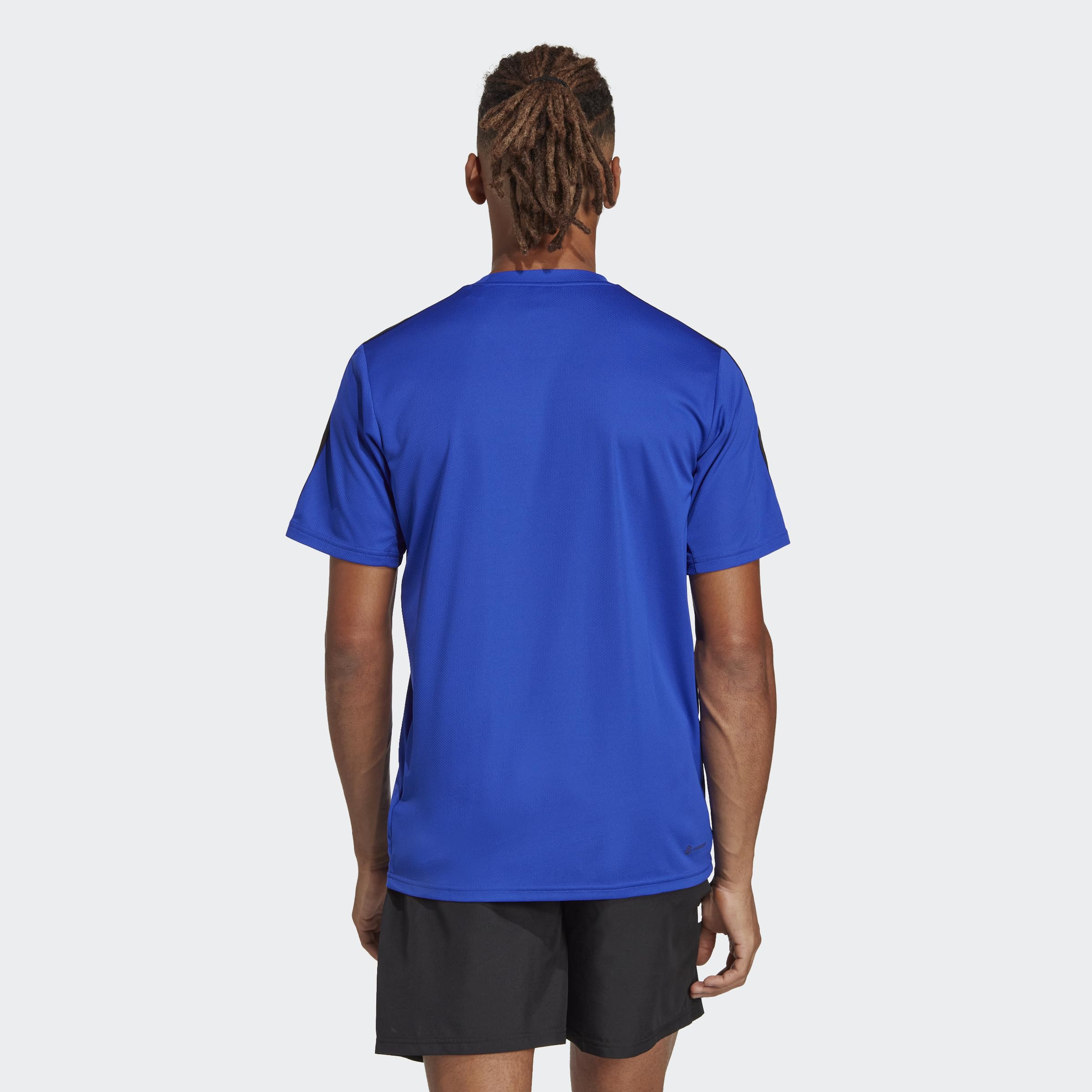 adidas Men's Training Essentials Base 3-Stripes Training T-Shirt Lucid Blue/Black Small