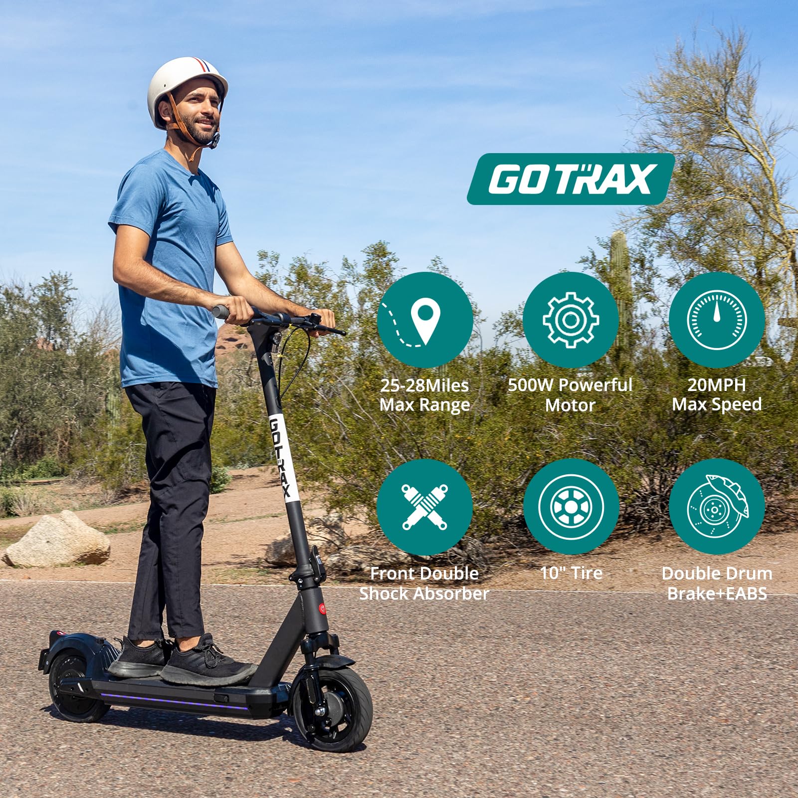 Gotrax G MAX Electric Scooter, Max 42 Mile, 10" Pneumatic Tire, 20Mph by 500W Motor, Double Anti-Theft Lock, Bright Headlight and Taillight, with Cruise Control, Foldable Electric Scooter for Adult