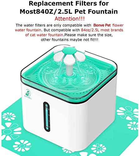 Bonve Pet 6-Pack Replacement Filters for Cat Fountain, Pet Water Fountain Filters, Activated Carbon Filters, Replacement Pet Water Dispenser Filter for Cat Dog Pets