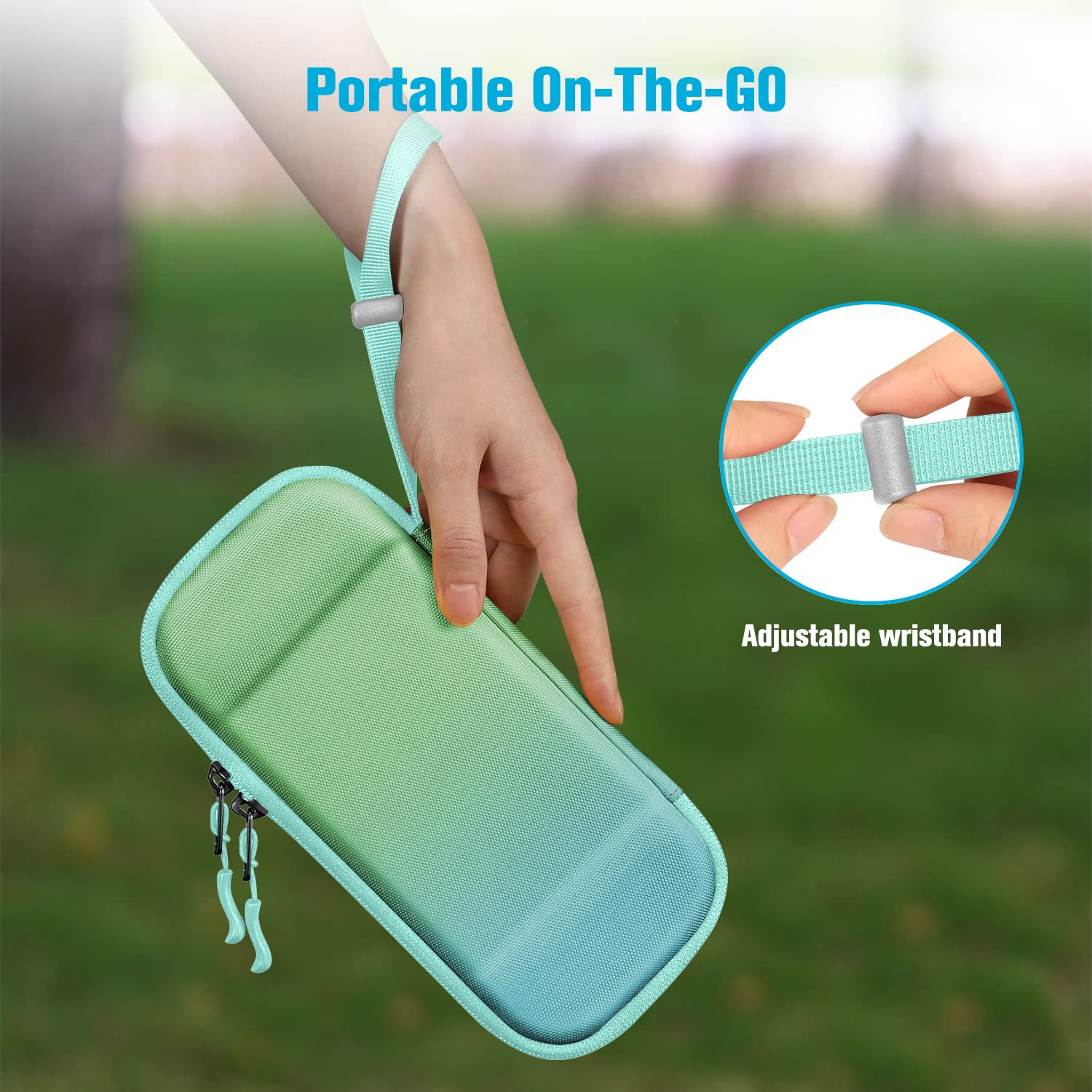 Fintie Slim Carrying Case for Nintendo Switch Lite 2019, Shockproof Protective Portable Carrying Cases, [Slim Fit] Travel Storage Hard Shell w/8 Game Cartridges & Adjustable Hand Strap, Seaside Ombre