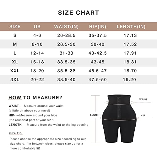 KEEPTO High Waisted Compression Shorts for Women with Waist Trainer Plus Size Shapewear Shorts Lower Belly Fat