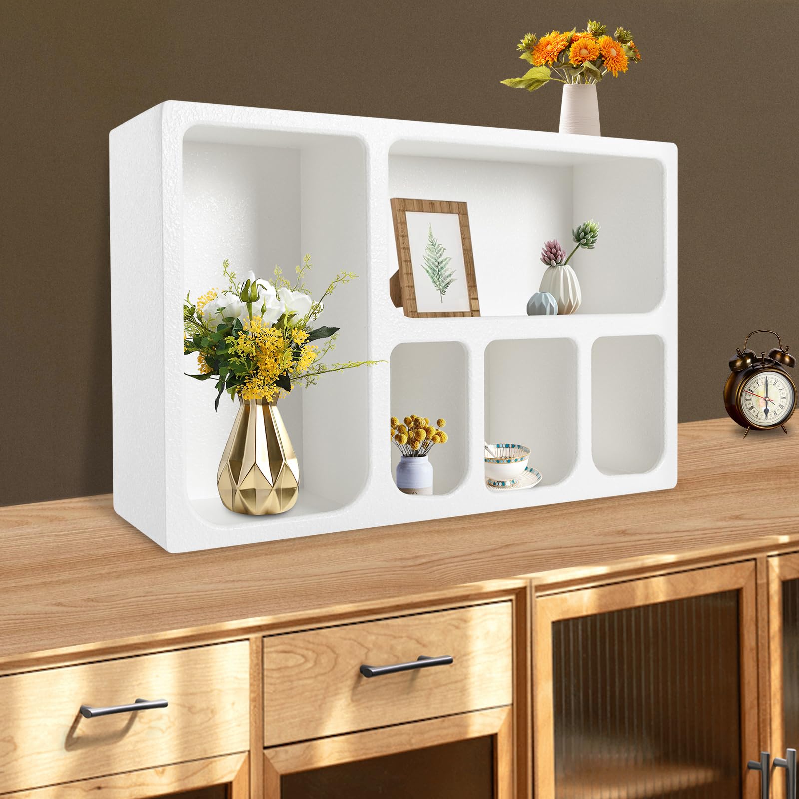 biniliubi Wall Mounted Storage Cabinet, Modern Wall Shelves, Modern Wall Shelves for Wall Decor, Floating Shelves, Wall Mounted Storage Organizer for Bathroom, Living Room, Bedroom