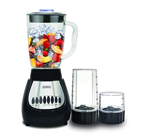 Dominion BlendMax Powerful Countertop Blender for Smoothies and Shakes, Food Chopper for Salsa and Vegetables , Grinder for Nuts and Herbs, 10 Speeds with Pulse, Sharp Multi-Level Stainless Steel Blade, Black
