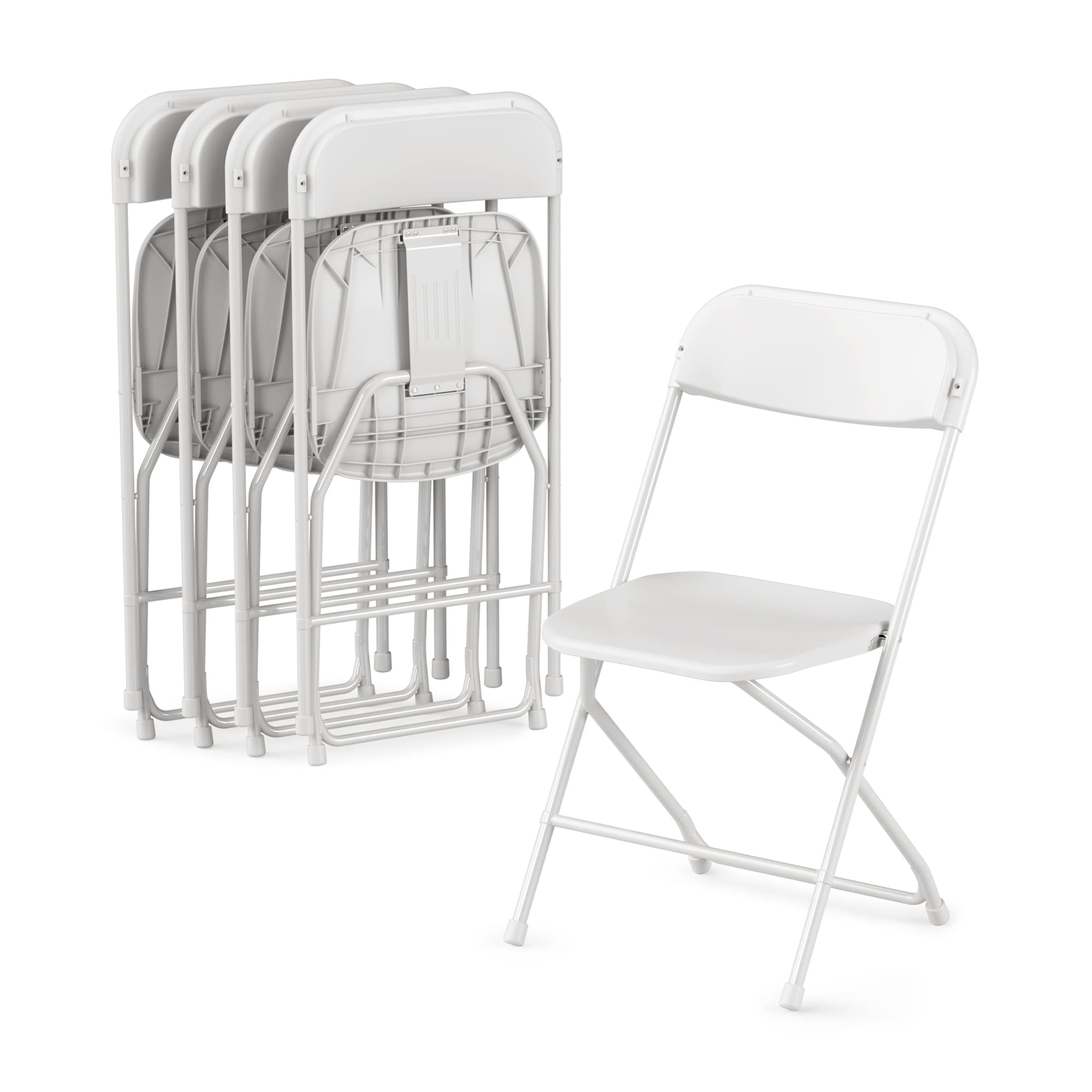 Allpop 10 Pack Plastic Folding Chair, 300lb Capacity, Portable Commercial Chair with Steel Frame for Home Office Wedding Party Indoor Outdoor Events, Stackable, Black