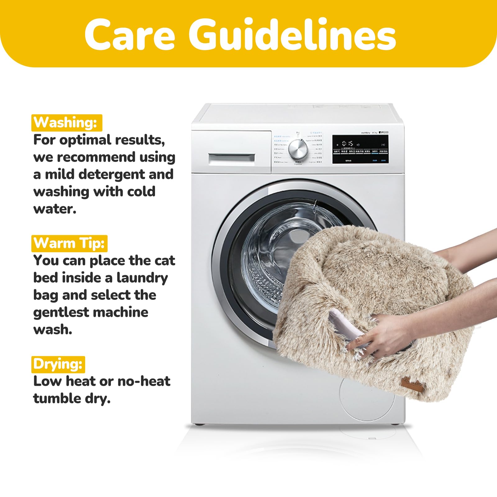 CATISM Cat Bed, Cat Cave for Indoor Cats, Soft Cat Dome, Self-Warming 2 in 1 Foldable Pet Cat House with Washable Cushioned Pillow Calming Fluffy Dog Beds for Small Dogs with Anti-Slip Bottom Brown