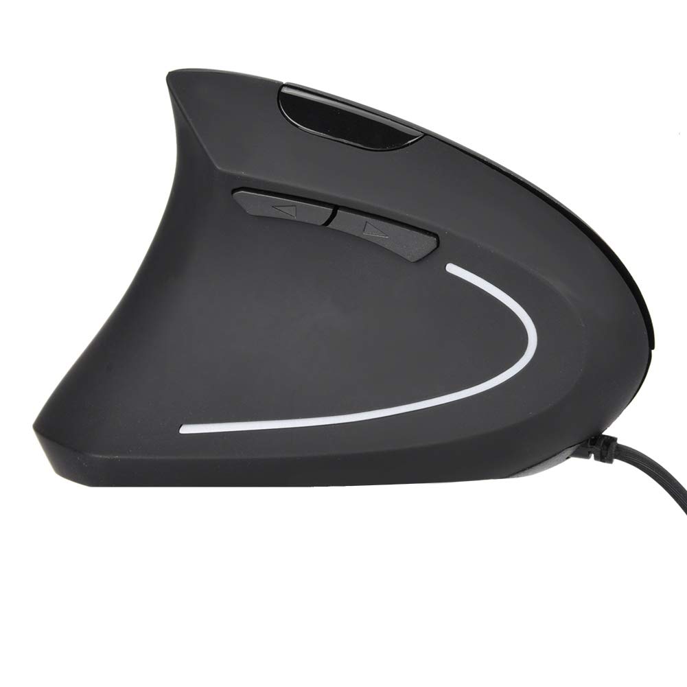 Ergonomic Vertical USB Wired Mouse, Left Handed Optical Mouse, 3 Adjustable DPI 800/1200/1600, 6 Programmable Buttons, Universal Gaming Mouse for Laptop, Desktop, Notebook, PC, Computer (Black)