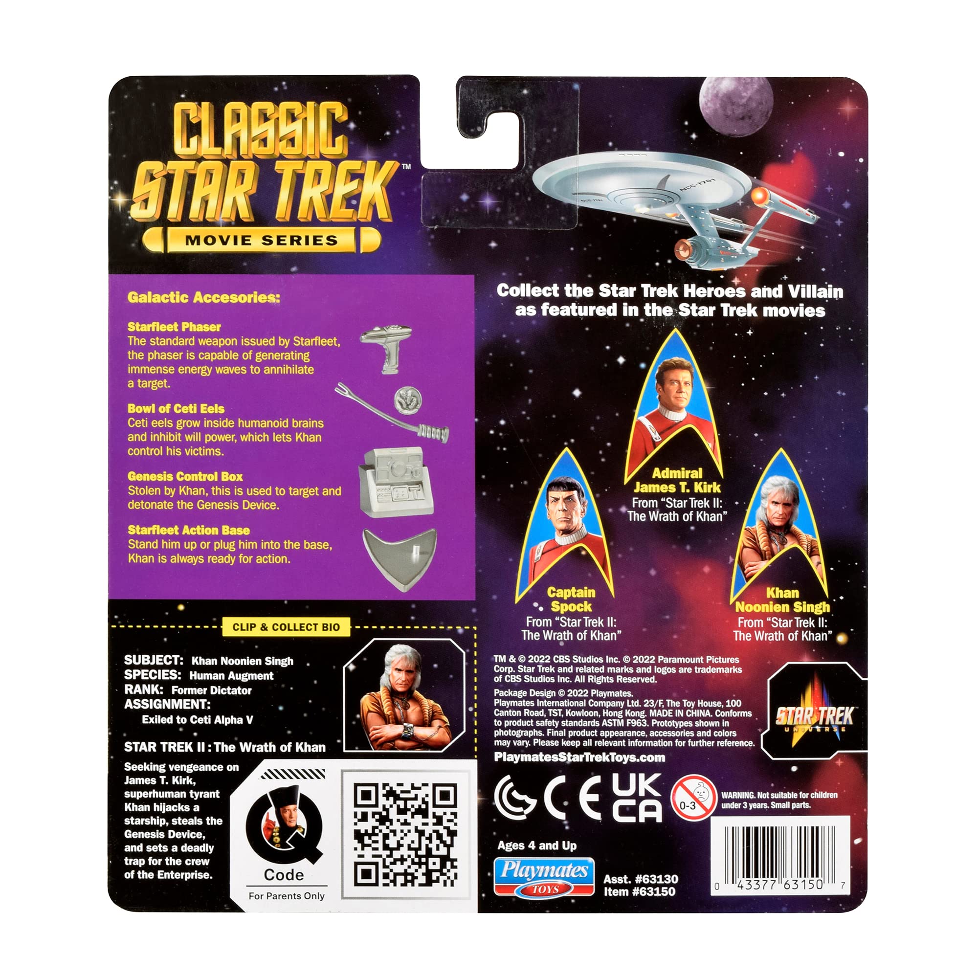 Star Trek Playmates Toys Wrath of Khan: Khan 5 Inch Figure (63150)