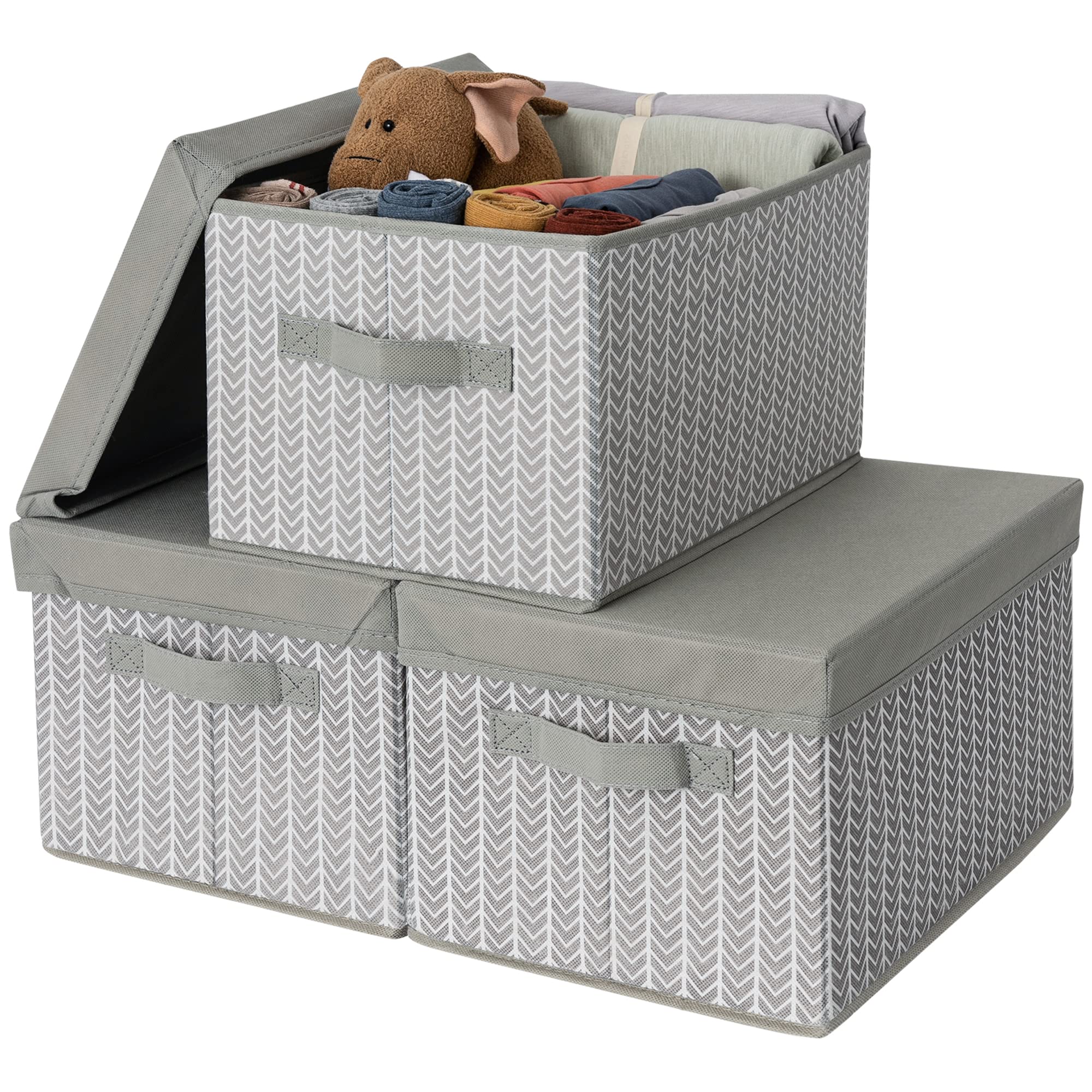 GRANNY SAYS Bundle of 3-Pack Rectangle Storage Bins & 1-Pack Hanging Closet Organizer
