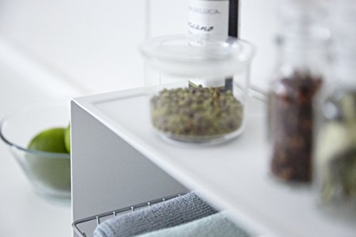 Yamazaki Home Tower Stackable Alloy Steel Kitchen Rack – Storage Organizer Counter Shelf White Small