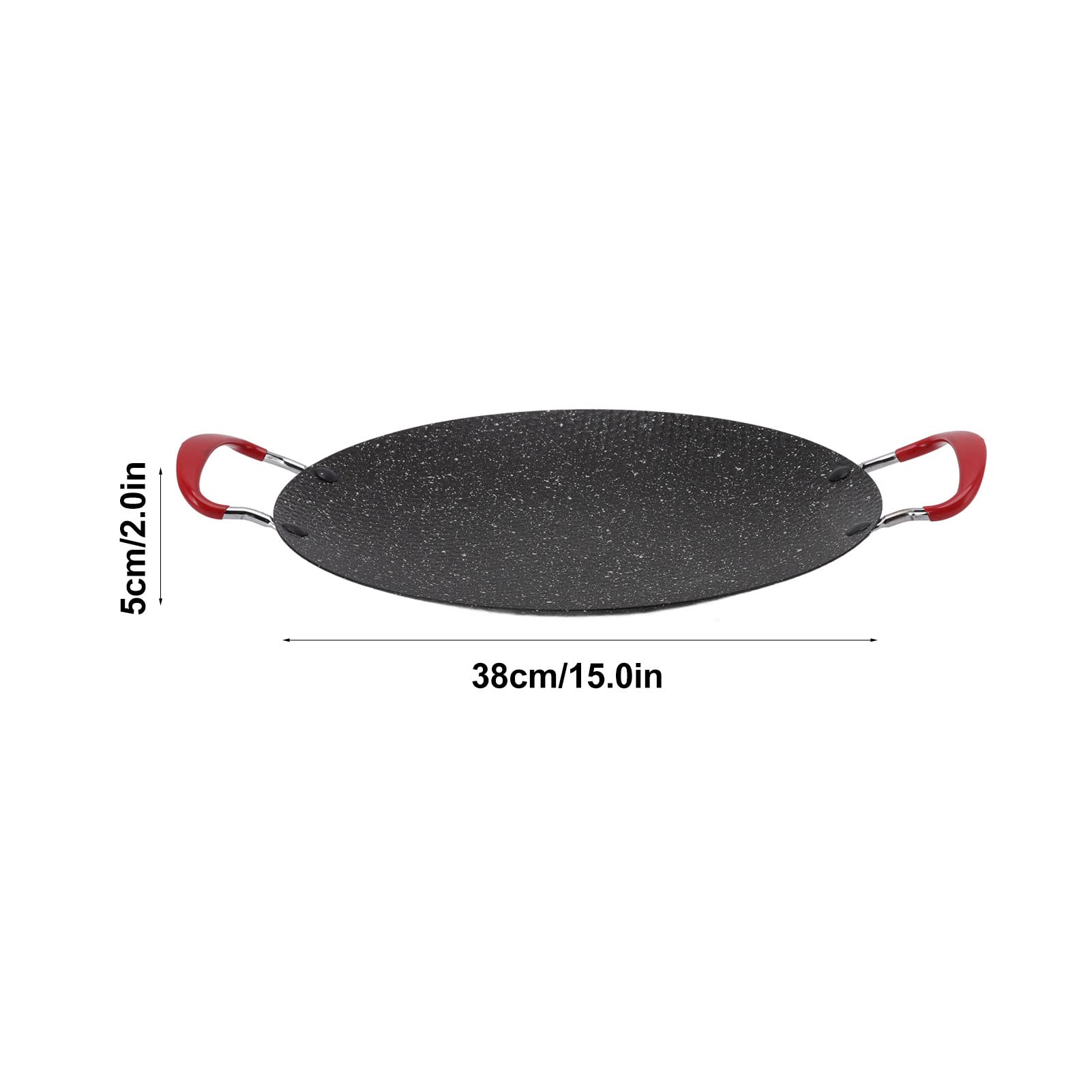 Aqur2020 Korean BBQ Grill Pan, Medical Stone 6 Layer Coating Round Griddle Pan with Anti Scalding Handle for Gas Ceramic Stove (38cm)