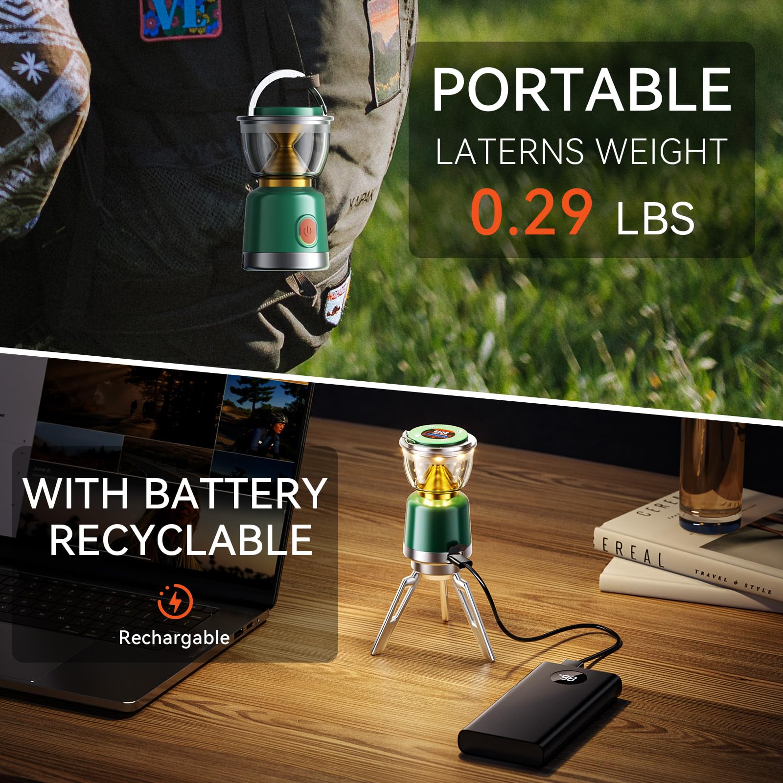 Camping Lantern, Aluminum Alloy Battery Powered Camping Lights, 5 Modes Battery Operated Lantern,Portable Flashlight for Power Outages, Emergency, Hurricane, Hiking