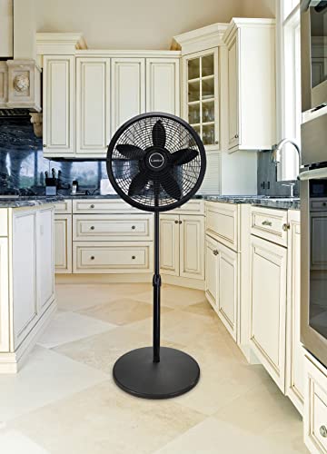 Lasko Oscillating Pedestal Fan, Adjustable Height, 3 Speeds, for Bedroom, Living Room, Home Office and College Dorm Room, 18", Black, 1827
