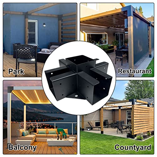 Wood Stand Kit with Steel Brackets 5-Way Right Angle Corner Bracket or 4x4(Inner Size 3.5"*3.5") Lumber with Screws Black Powder-Coated Steel Pergola/Gazebo Kit