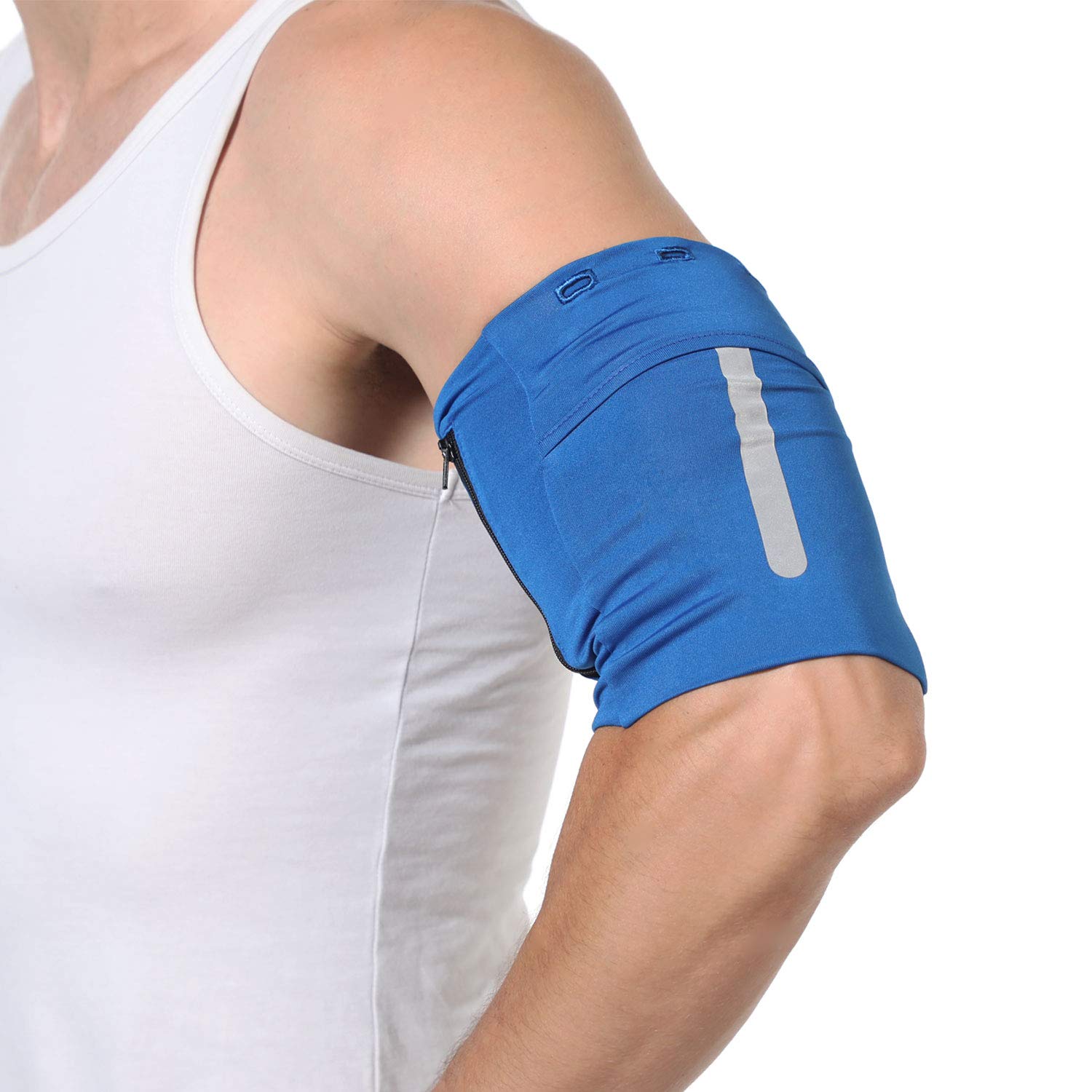Ailzos Cell Phone Armband Exercise Arm Holder for iPhone 11 Pro/XR/XS/X/8/7/6 Plus iPod Android Galaxy S8 S9 S10 S20 Note 10/9/8, Pixel 2/3XL, Workout Phone Holder for Running, Jogging, Hiking, Blue M
