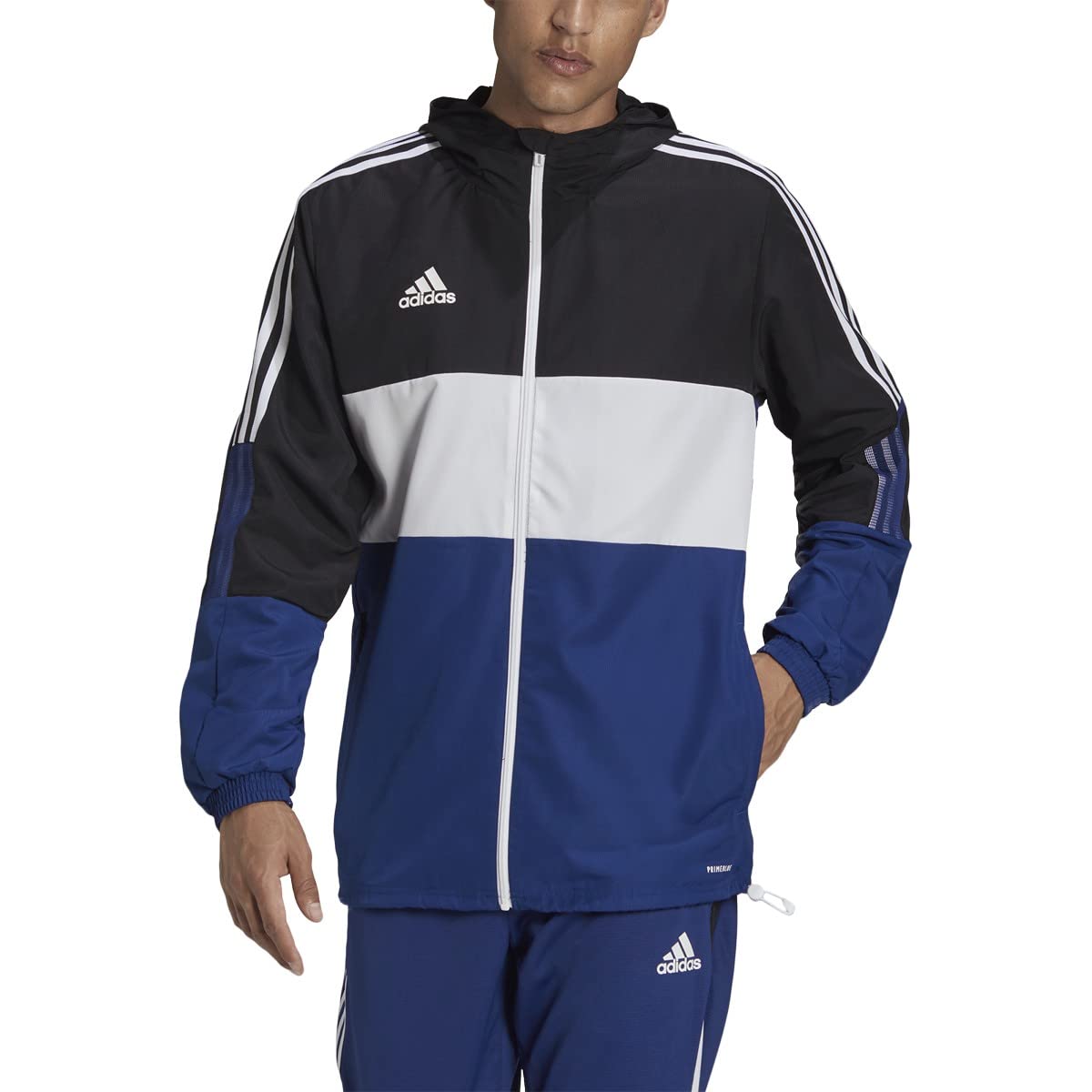adidas mens Primeblue Tiro Warm Windbreaker Black/Victory Blue X-Large