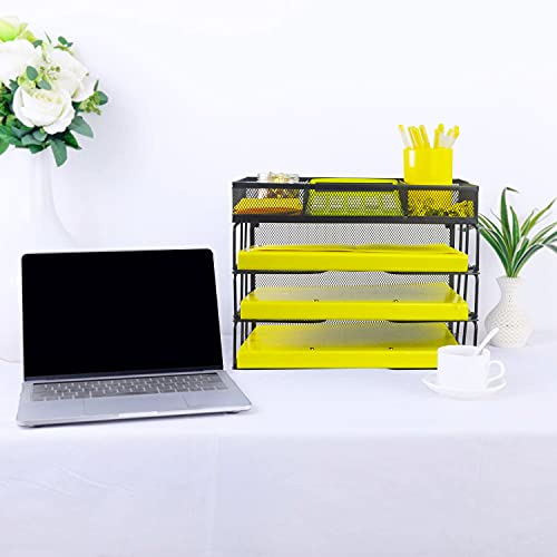 Meshist Paper Letter Tray Organizer, 3 Tier Stackable Desk File Organizer with Sorter,Black