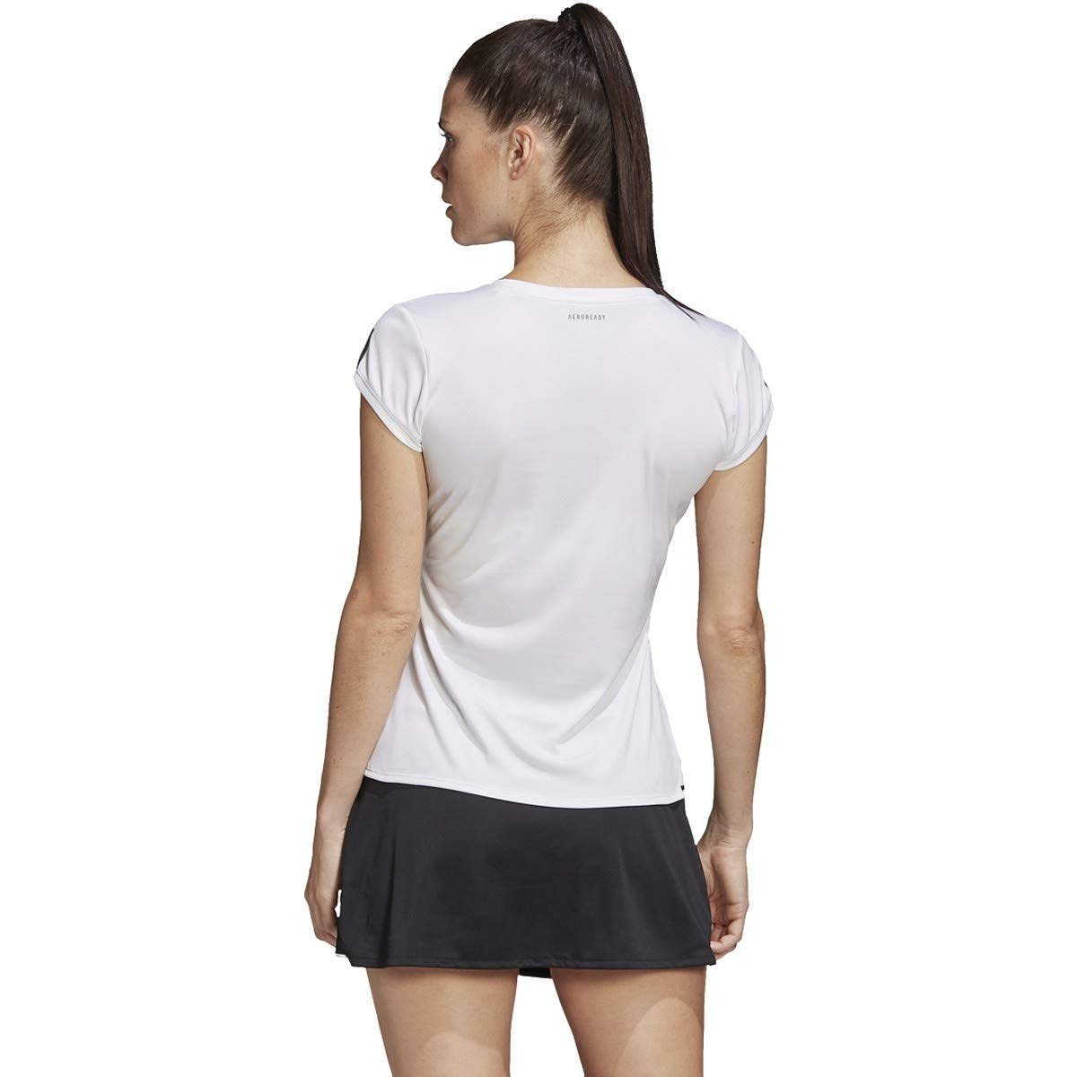adidas womens 3-Stripes Club Tee White/Matte Silver/Black X-Small