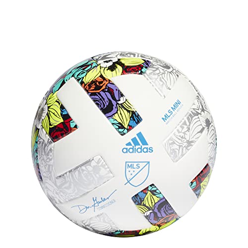 adidas MLS Mini Soccer Ball, Ball, White/Solar Yellow/Power Blue, 5