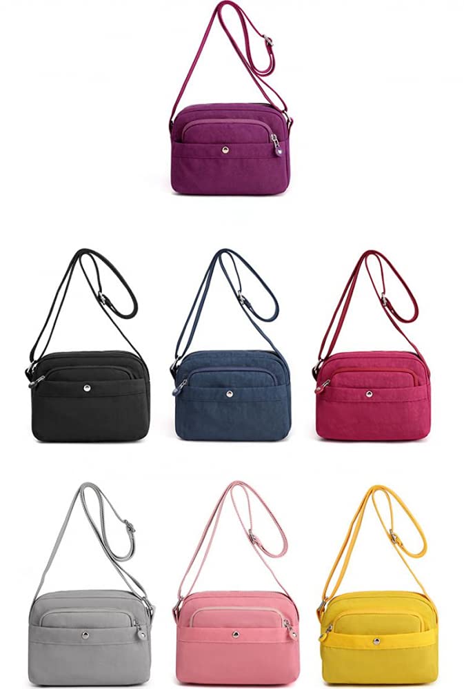 YYW Women Crossbody Bag Nylon Shoulder Bag Multi Pockets Messenger Bag Lady Casual Purse Handbag (Yellow)