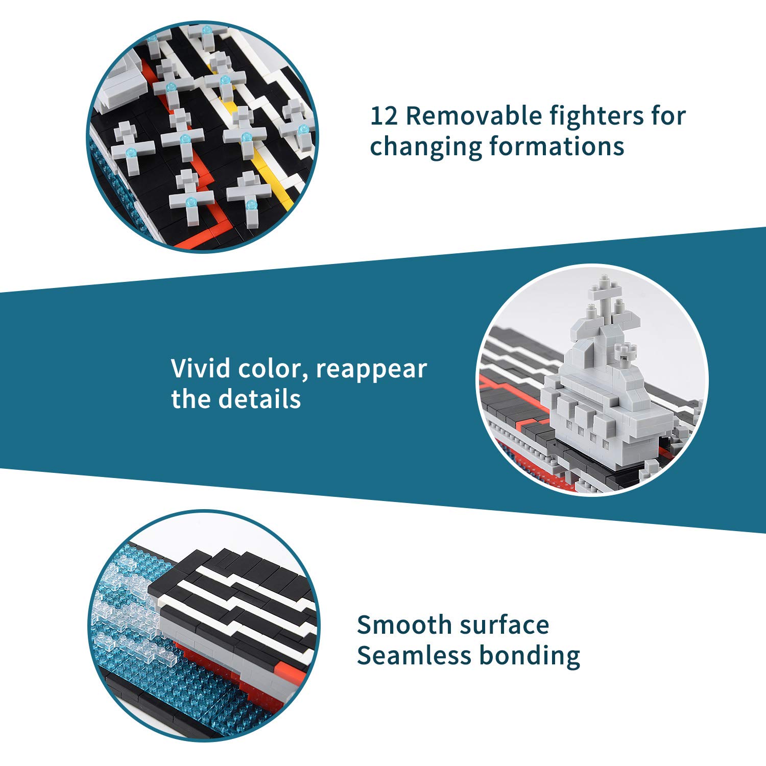 Geniteen Building Blocks Set Aircraft Carrier Model Micro Mini Blocks 1300 Pieces Building Bricks