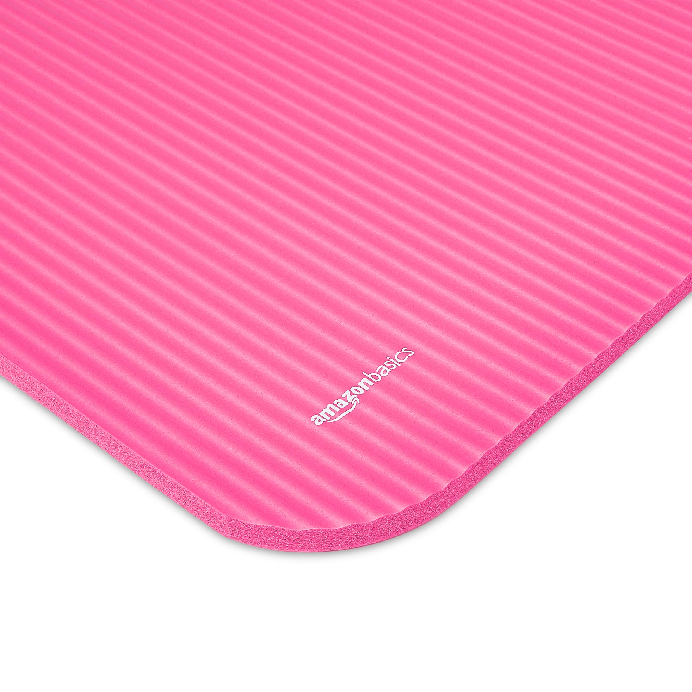Amazon Basics Extra Thick Exercise Yoga Gym Floor Mat with Carrying Strap - 74 x 24 x .5 Inches, Pink & High-Density Round Foam Roller, 36 Inches, Black