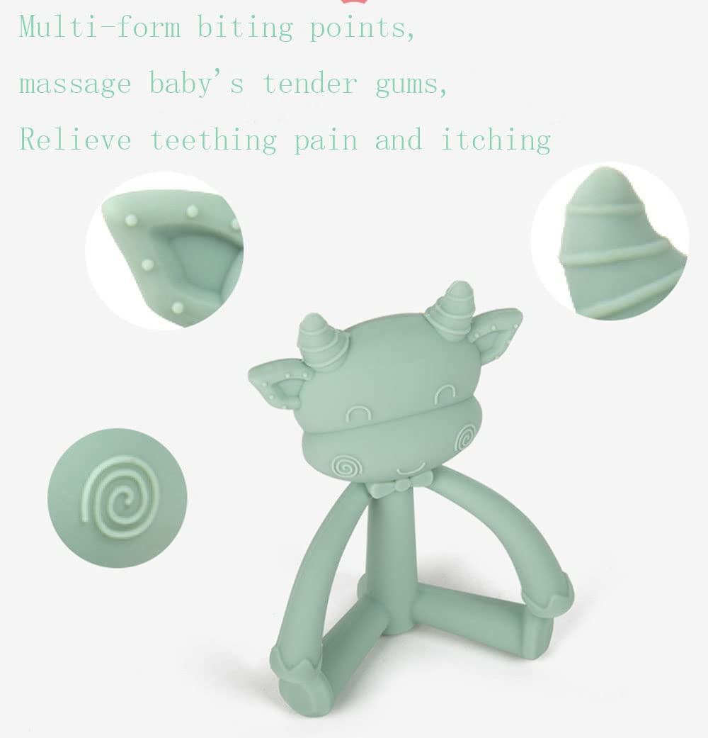 AGGFUCLS Teethings for Babies - Baby teether - Baby Teething Toys 6-12 Months, BPA-Free, Food Grade Silicone Teether for Baby, 3D Shape Teether, Easy to Grasp (Gray Green)