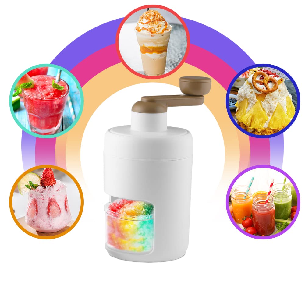 Ahosoutly Shaved Ice Machine, Snow Cone Machine, Slushie Machine with Stainless Steel Blades for Ice Cream, Snowcone,Cocktail Maker,Kakigori,Bingsu,Hand Ice Crusher Shaver For Kids & Adults
