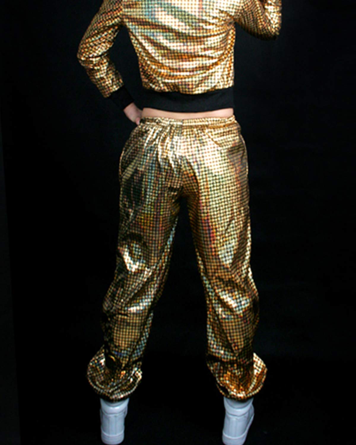 Anlydia Night Club Metallic Hologram Shiny Pants Party Trousers