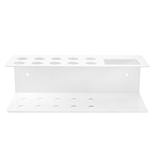 MyGift 10-Slot Wall-Mounted Metal Office Organizer Dry Erase Marker and Eraser Holder Rack, White