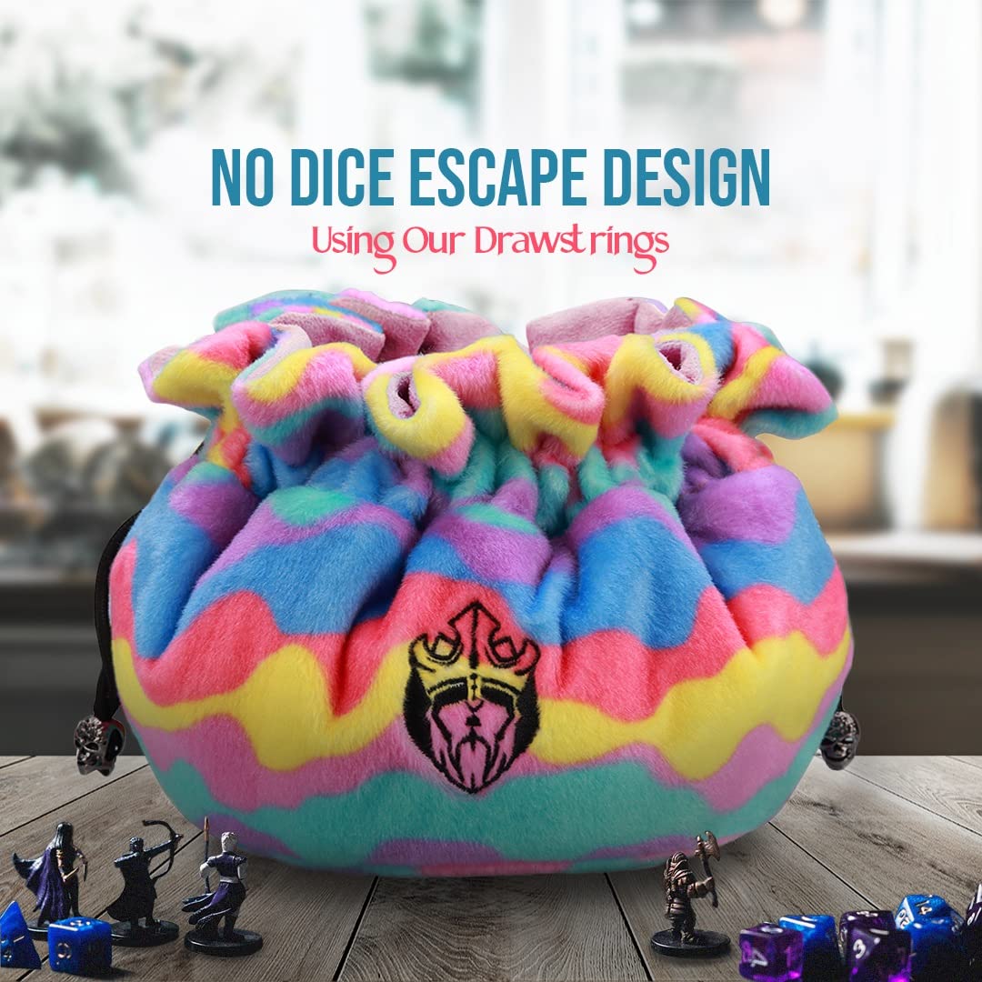 CardKingPro Immense - OCD Edition - Dice Bags with 15 Pockets - Rainbow & Pink - Capacity 200+ Dice - Great for Dice Hoarders [Patented Design]