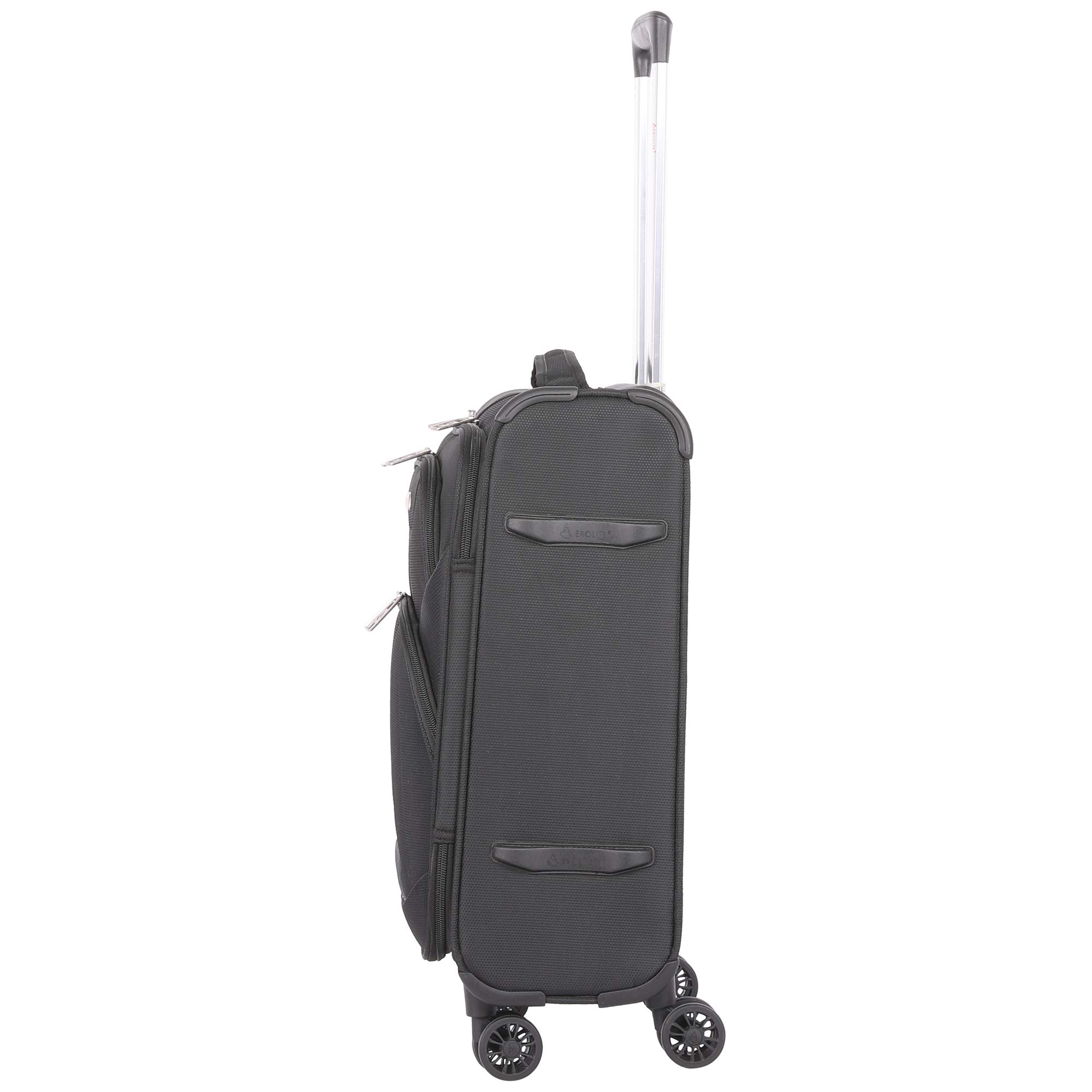 Aerolite 21” Inch Carry On Lightweight 4 Wheel Spinner Suitcase & 16” Under Seat Bag Set (Black)