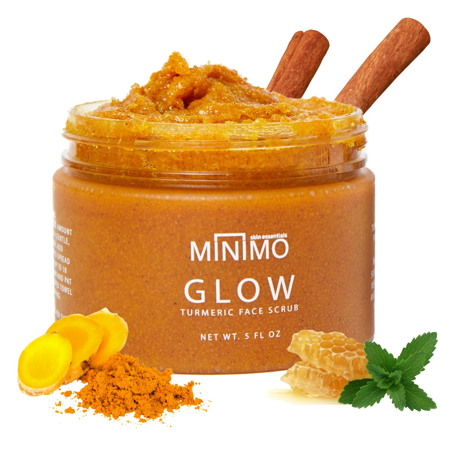 Minimo Glow Turmeric Face Scrub (πππ¦π¨π§ πππ€π) - Infused with Turmeric, Manuka Honey, Cinnamon, and Chamomile - Face Scrub for All Skin Types - Achieve Healthy Skin