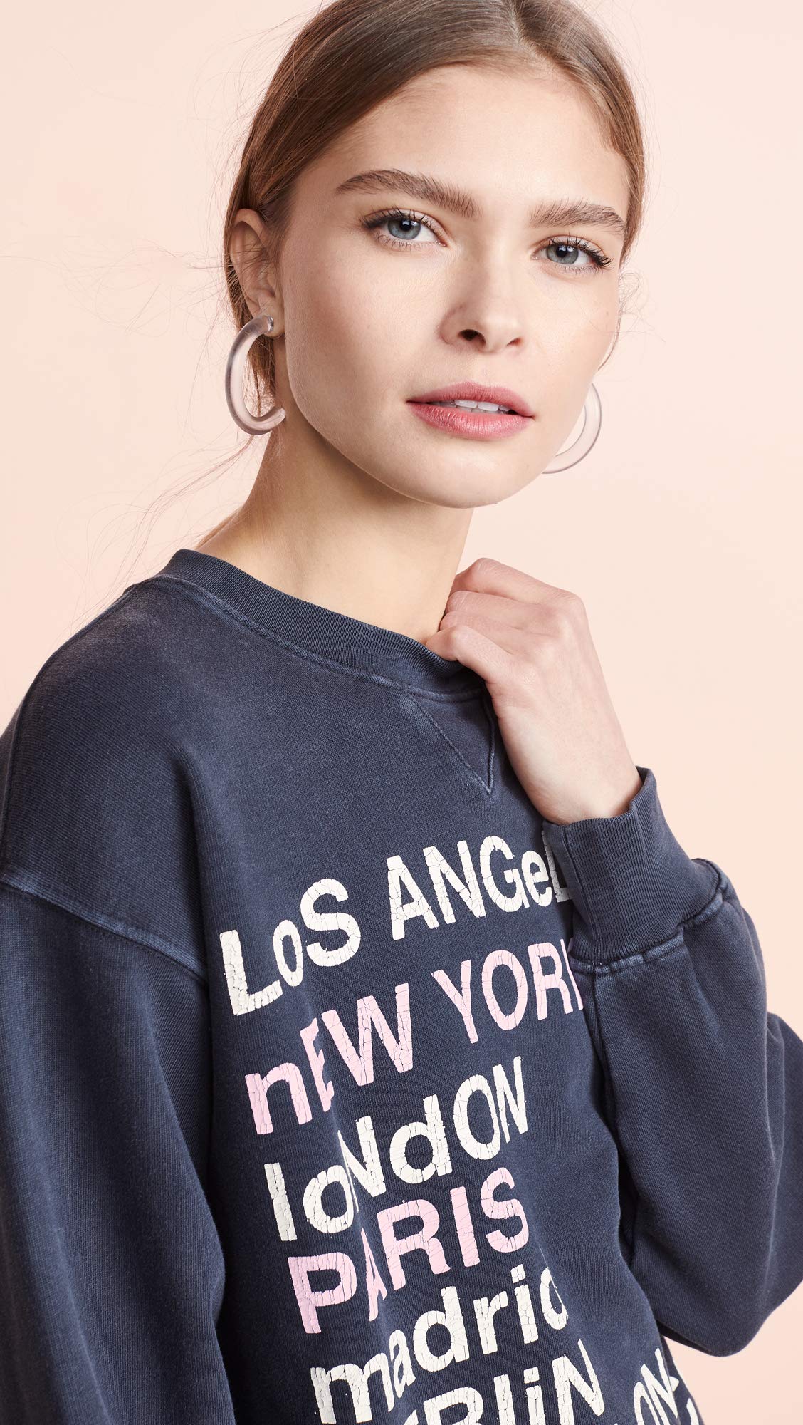 ANINE BING Women's City Love Sweatshirt, Charcoal, Grey, Graphic, XS