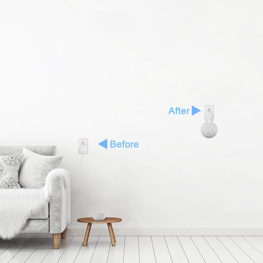 Caremoo Google Nest Mini Wall Mount Holder, Space-Saving Design Outlet Mount, Perfect Cord Management for Google Nest Mini 2nd Generation (White, 3 Pack)