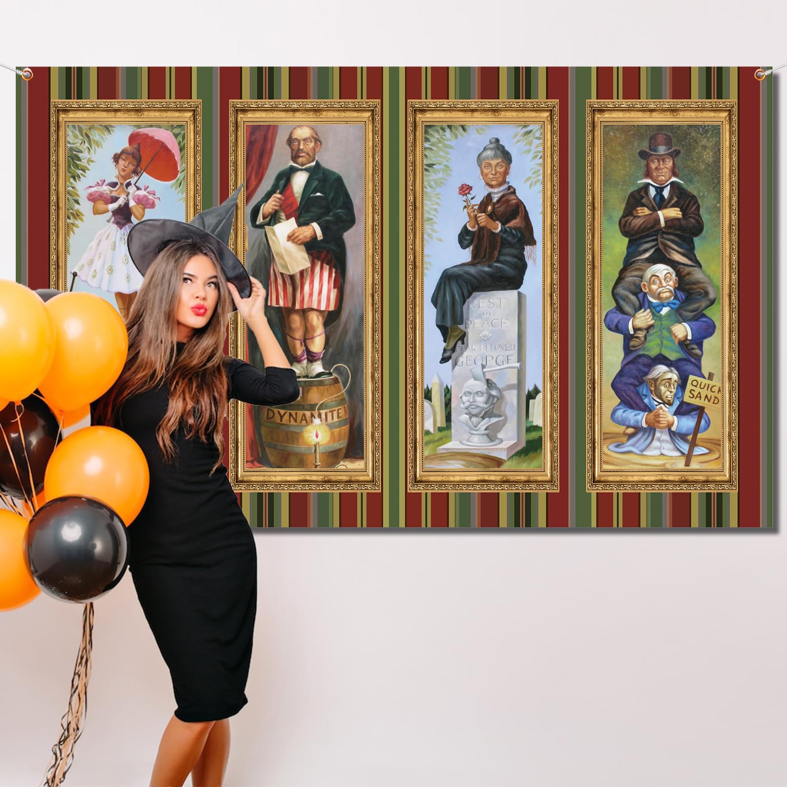 Haunted House Backdrop,Halloween Haunted Party Supplies Halloween Party Wall Hanging Background Banner for Happy Halloween Party Decoration