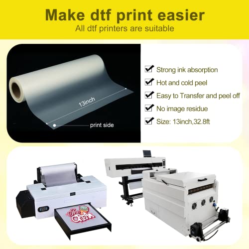 Yamation DTF Transfer Film Roll: 13inch 32.8ft Sheets Premium Double-Sided Matte Finish PET Transfer Paper Direct to Film Transfer Sheets