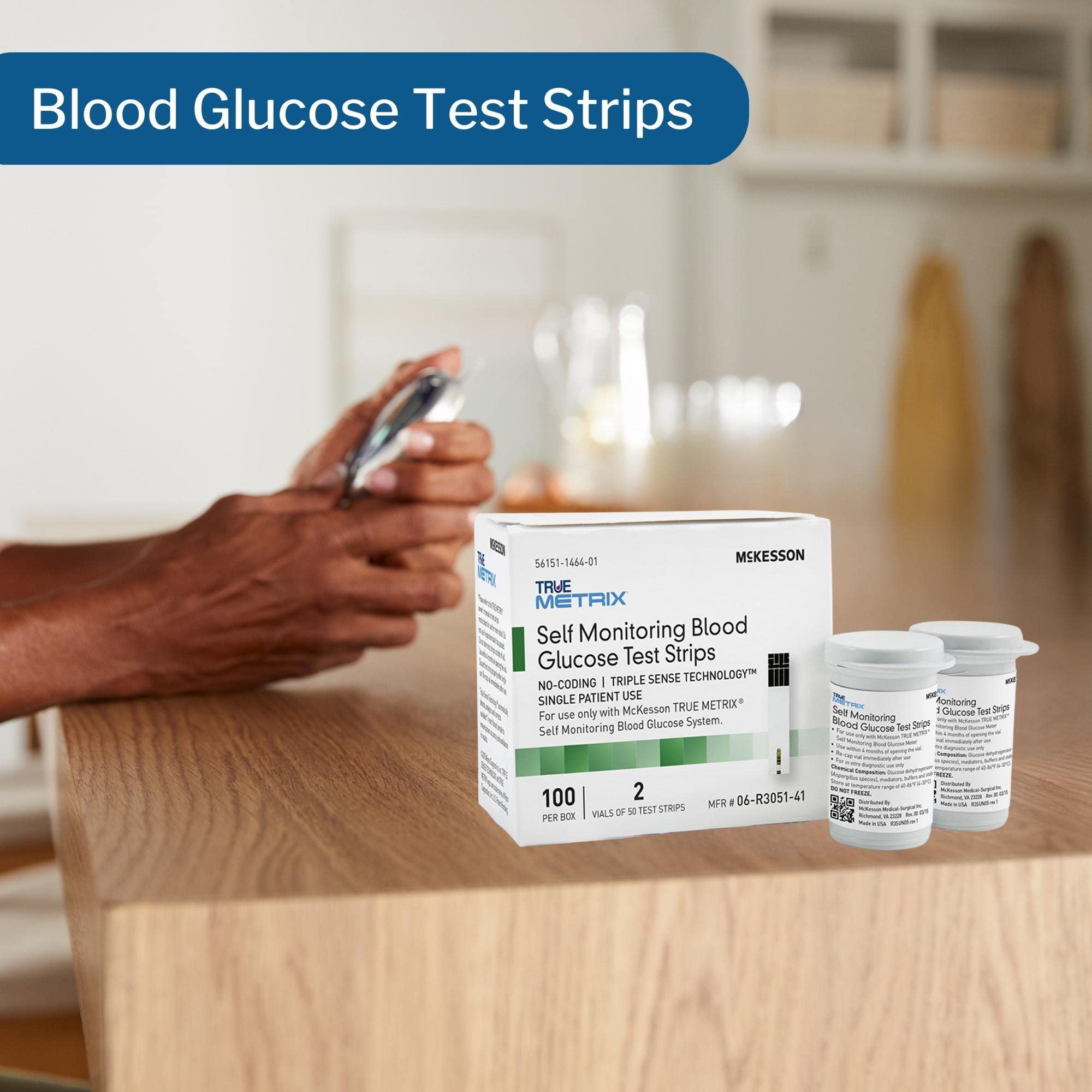 McKesson TRUE METRIX Self-Monitoring Blood Glucose Test Strips - Supplies for Diabetes Self Monitor Systems, 100 Strips, 2 Packs, 200 Total