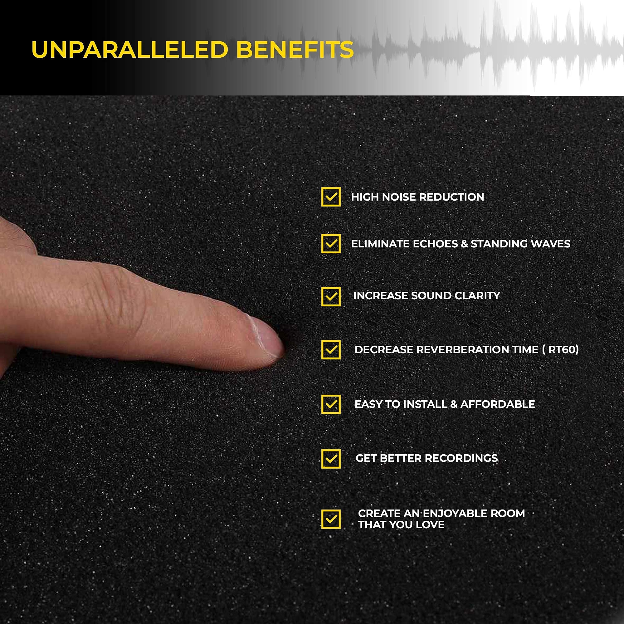 Siless 12 Pack Acoustic Panels 1 X 12 X 12 Inches - Acoustic Foam - Studio Foam Wedges - High Density Panels - Soundproof Wedges - Charcoal