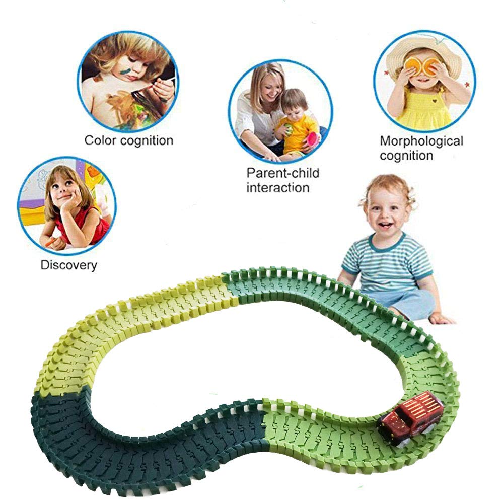 Car Track,Light Up Tracks Car(2-Pack) Glow in The Dark Racing Track Accessories Compatible with Most Tracks,Boys & Girls (style1:red+Blue)