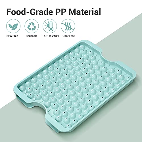 Combler Mini Ice Cube Tray with Lid and Bin, Ice Trays for Freezer 3 Pack, Upgraded 123X3 Pcs Small Round Ice Cube Trays Easy Release, Mini Ice Maker, Crushed Ice Tray for Chilling Coffee Drinks, Blue