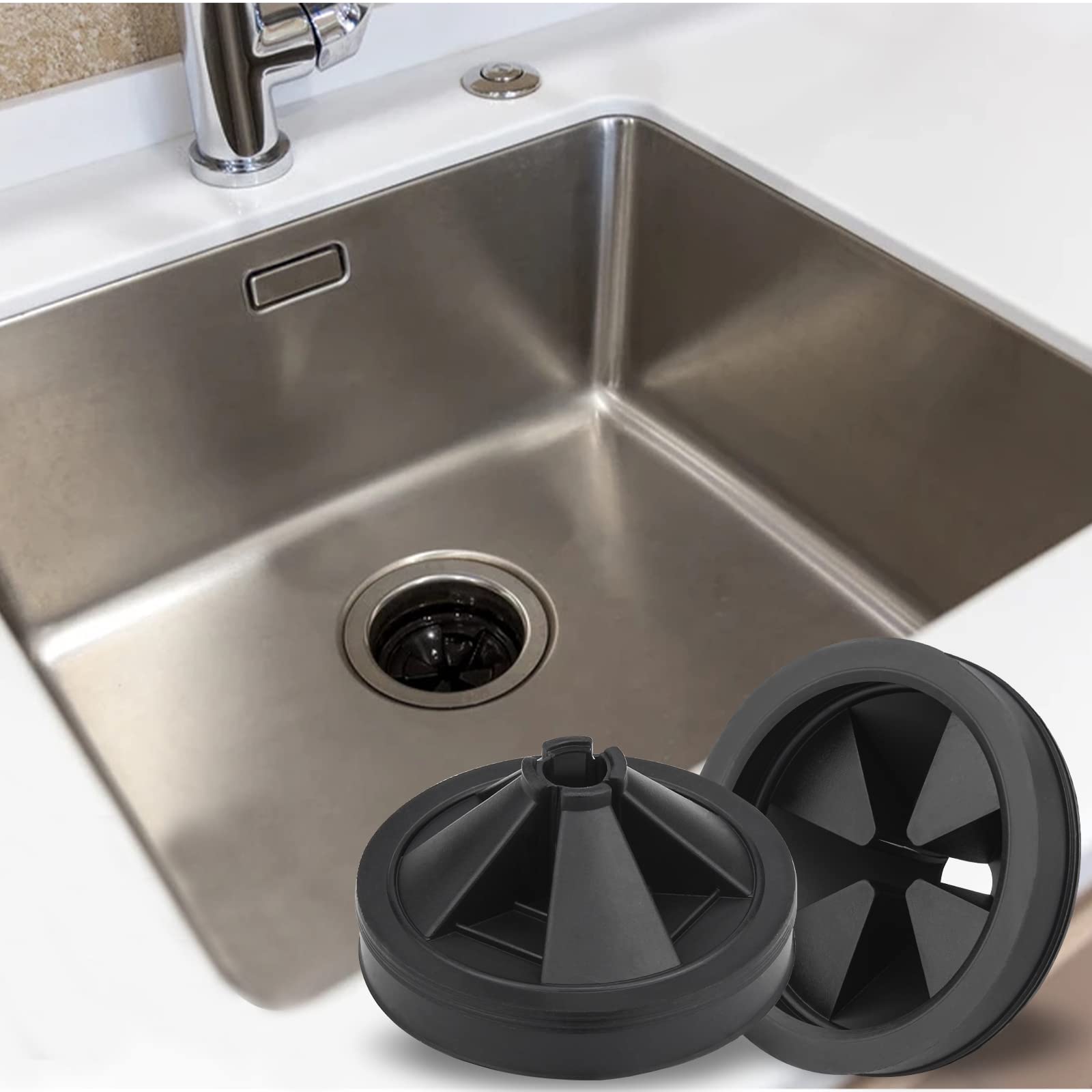 Garbage Disposal Splash Guards, 2-Pack 3 1/8" Sink Baffle Food Waste Disposer Drain Splash Guard Collar Quiet Collar Cover EPDM Rubber Drain Plugs Insert Parts for Waste King, Whirlaway, GE Disposer